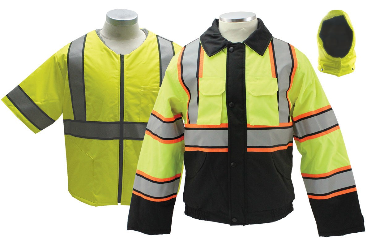 TRI COLOR REFLECTIVE JACKET AND VEST COMBO – First Class Uniforms