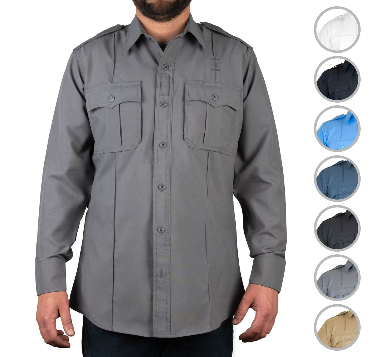 Polyester 4 Pocket Hidden Zipper Uniform Shirt - Long Sleeve – First ...