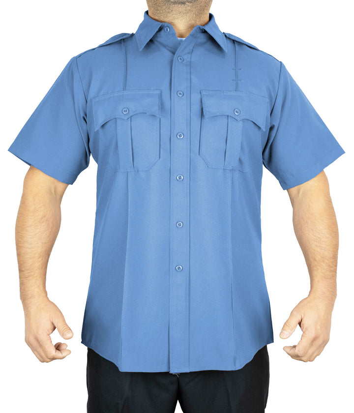 100% Polyester 4 Pocket Hidden Zipper Uniform Shirt - Short Sleeve ...