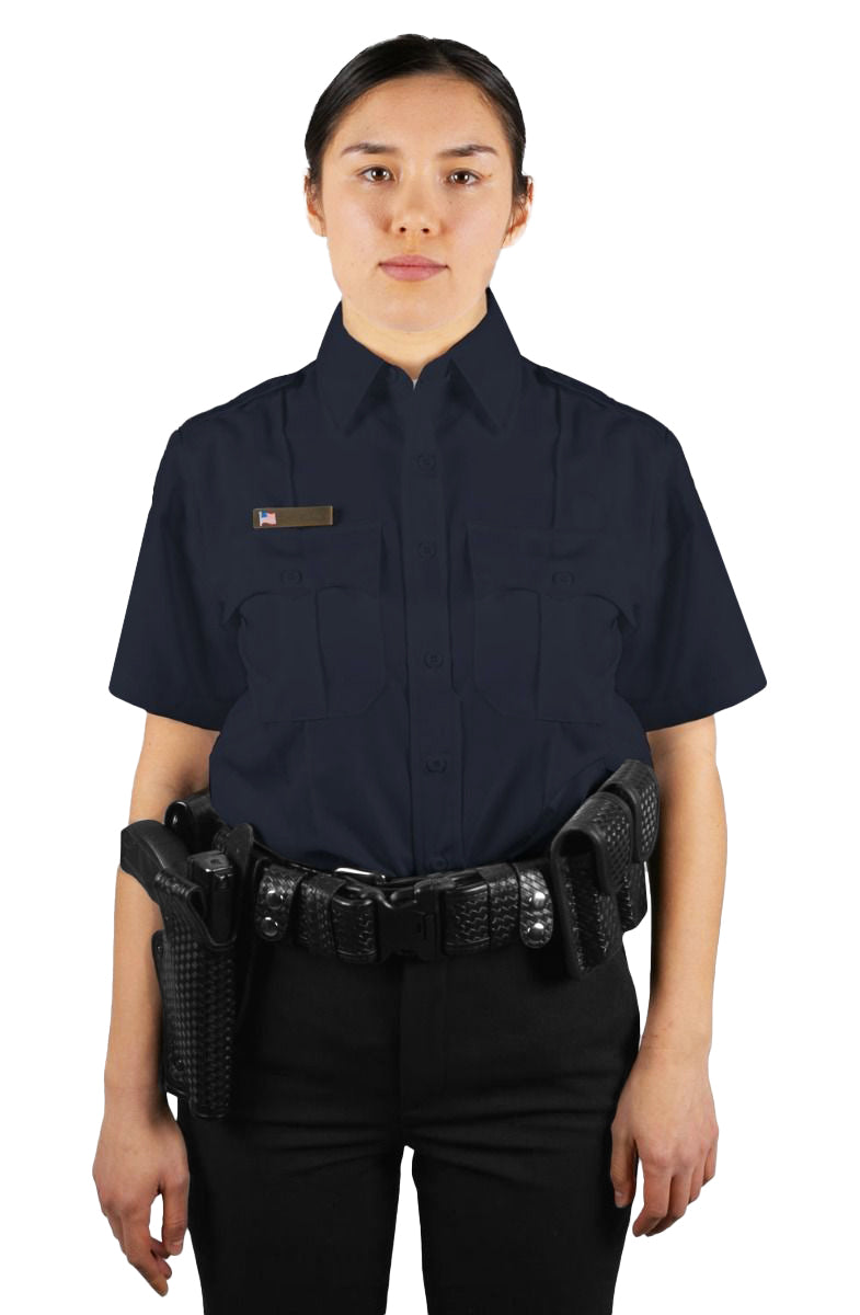 Womens 100% Polyester 4 Pocket Hidden Zipper Uniform Shirt - Short Sle ...