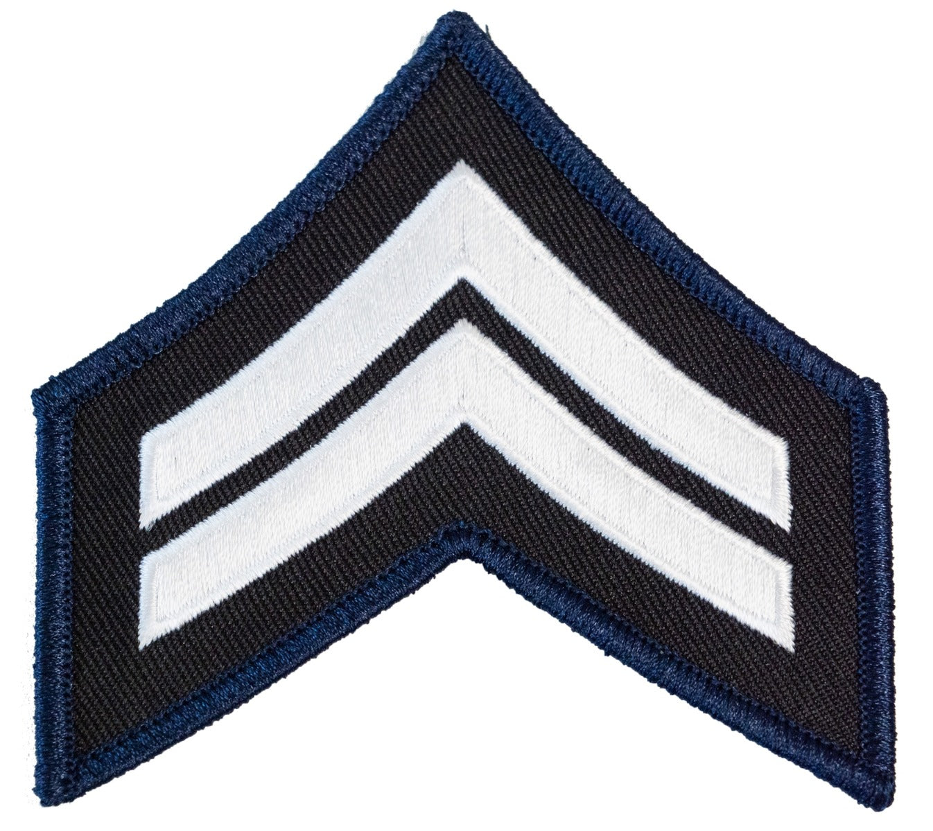 Corporal Chevron (Black on White with Blue Border) – First Class Uniforms